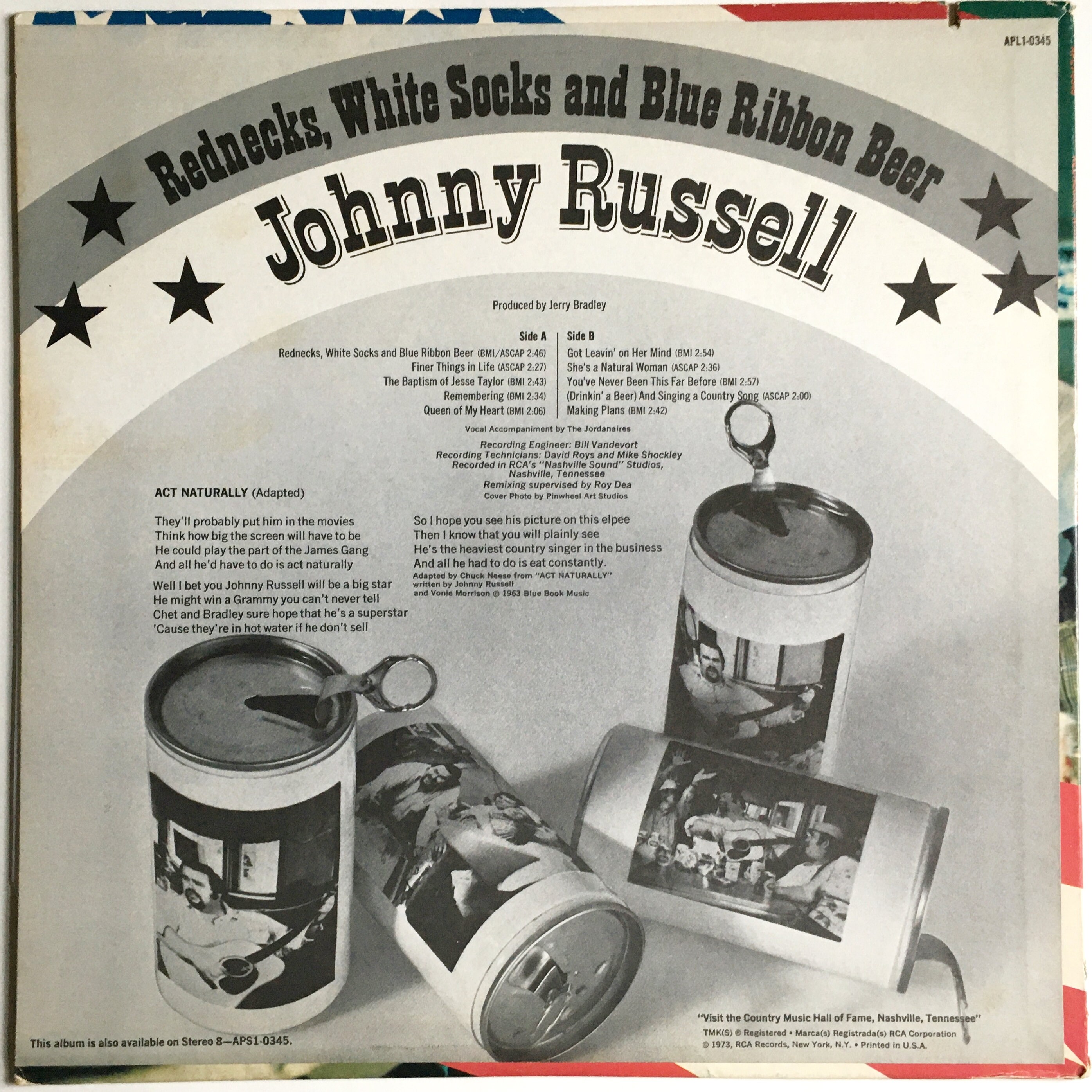 JOHNNY RUSSELL SIGNED Rednecks White Socks and Blue Ribbon Beer Lp 1973 ...