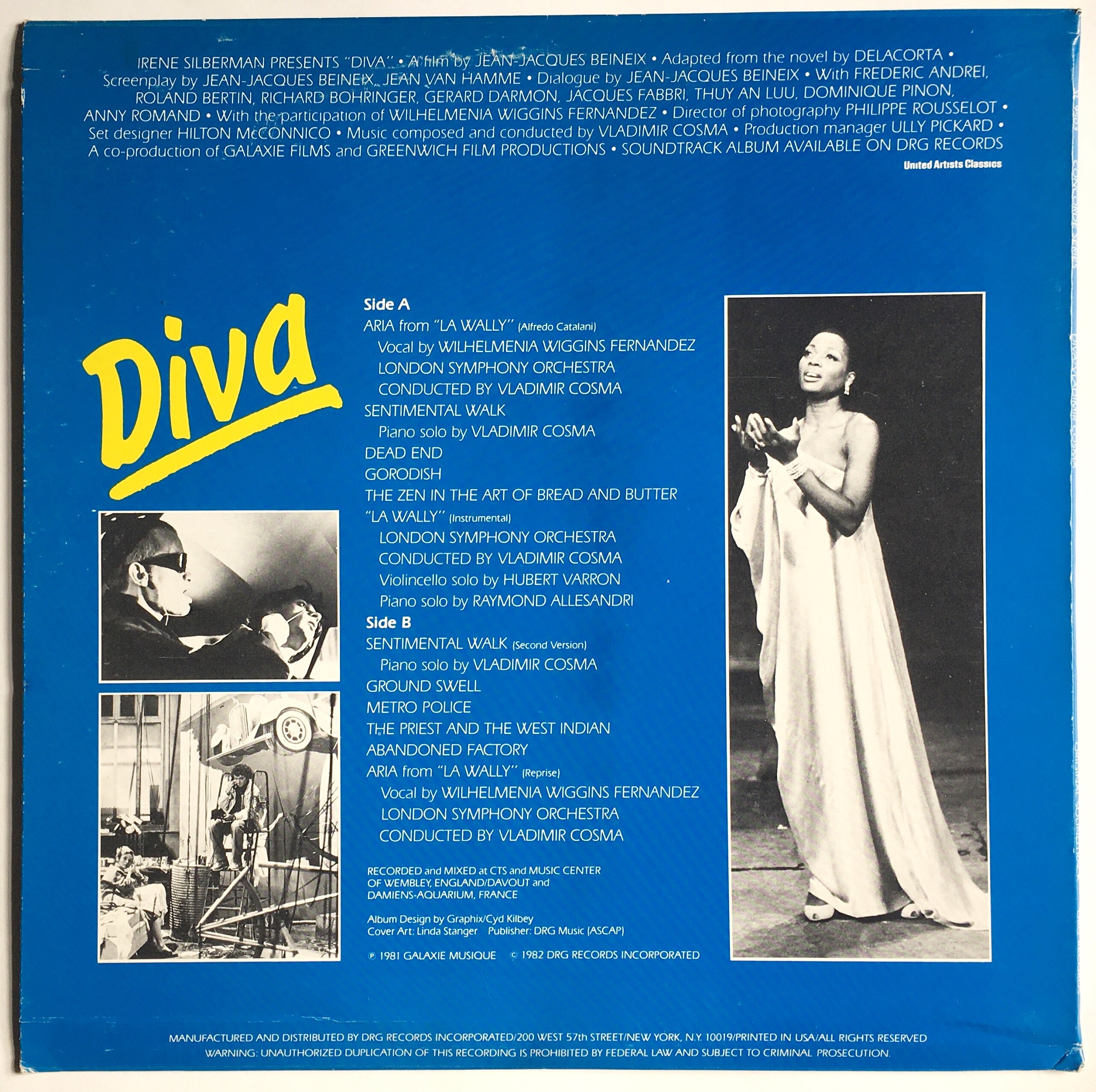 DIVA Original Soundtrack Recording Lp 1982 Original Vintage Vinyl ...
