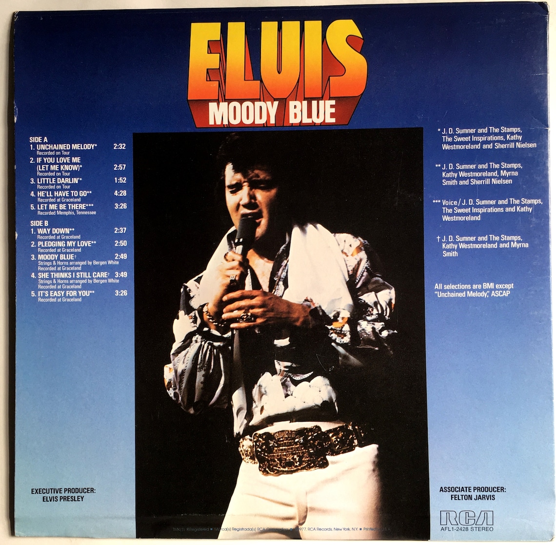 ELVIS Moody Blue Lp 1977 ELVIS PRESLEY Original Colored Vinyl Vintage ...