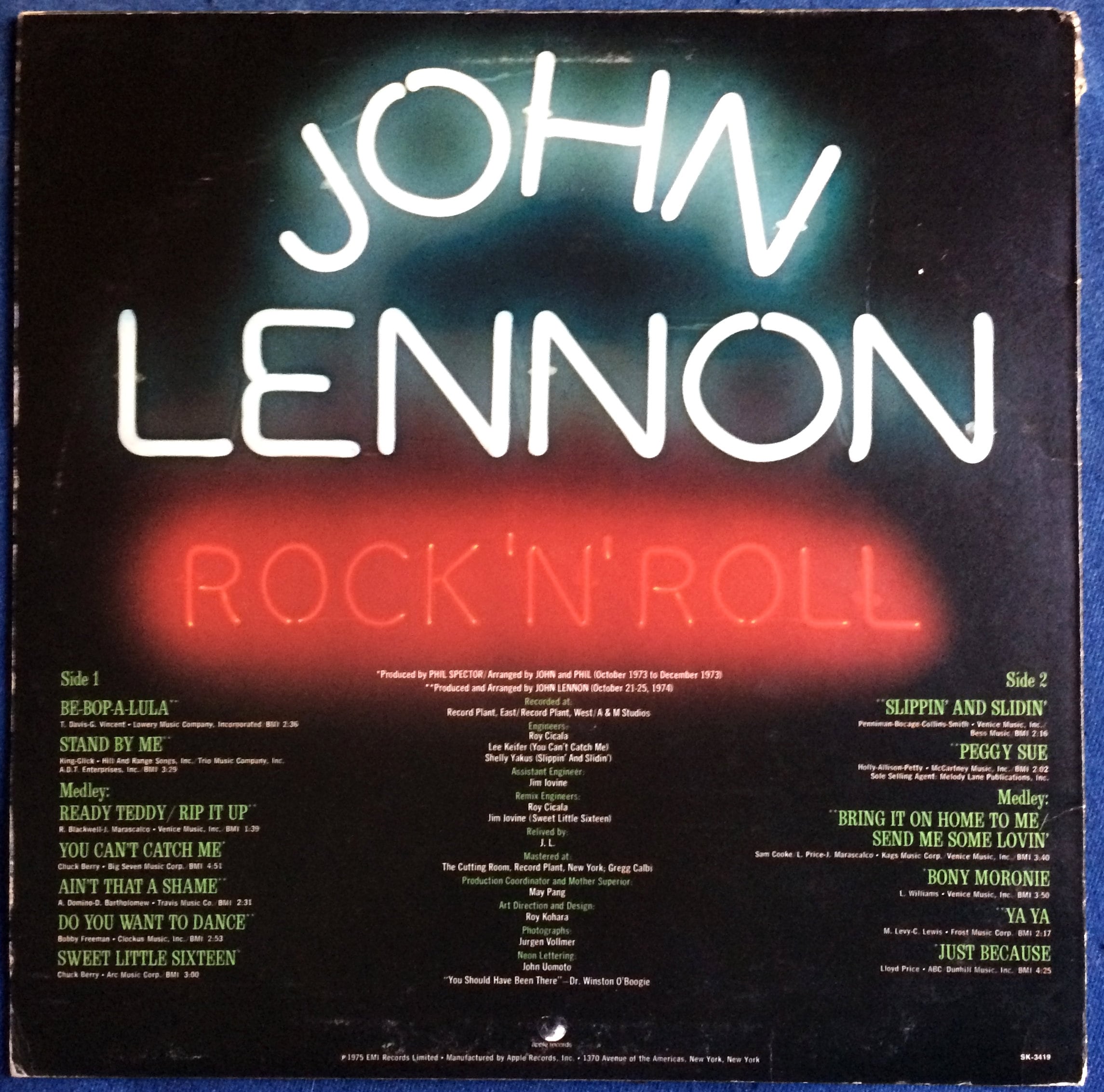 JOHN LENNON Rock N Roll Lp 1975 Original Apple Vintage Vinyl Record Album - Etsy