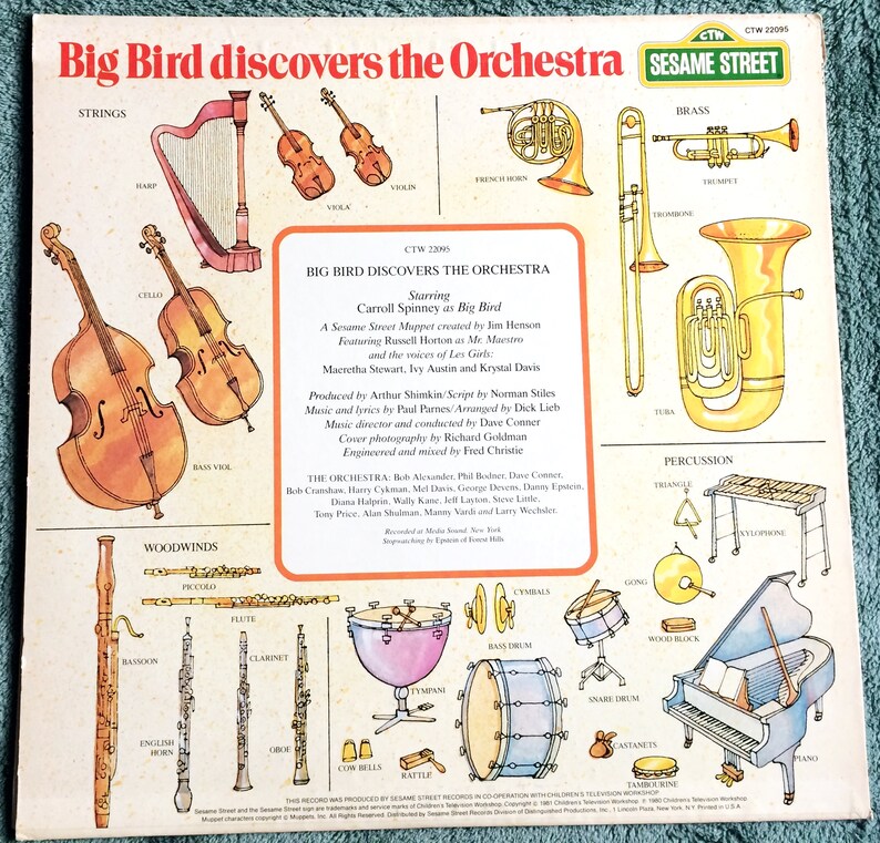 SESAME STREET Big Bird Big Bird Discovers the Orchestra Lp - Etsy