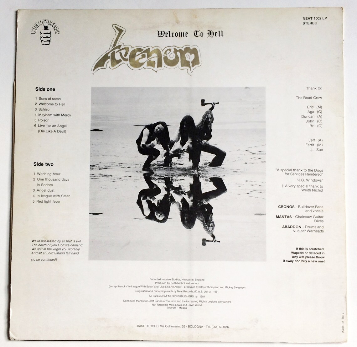 VENOM Welcome to Hell Lp 1981 Original Vintage Vinyl Record Album - Etsy