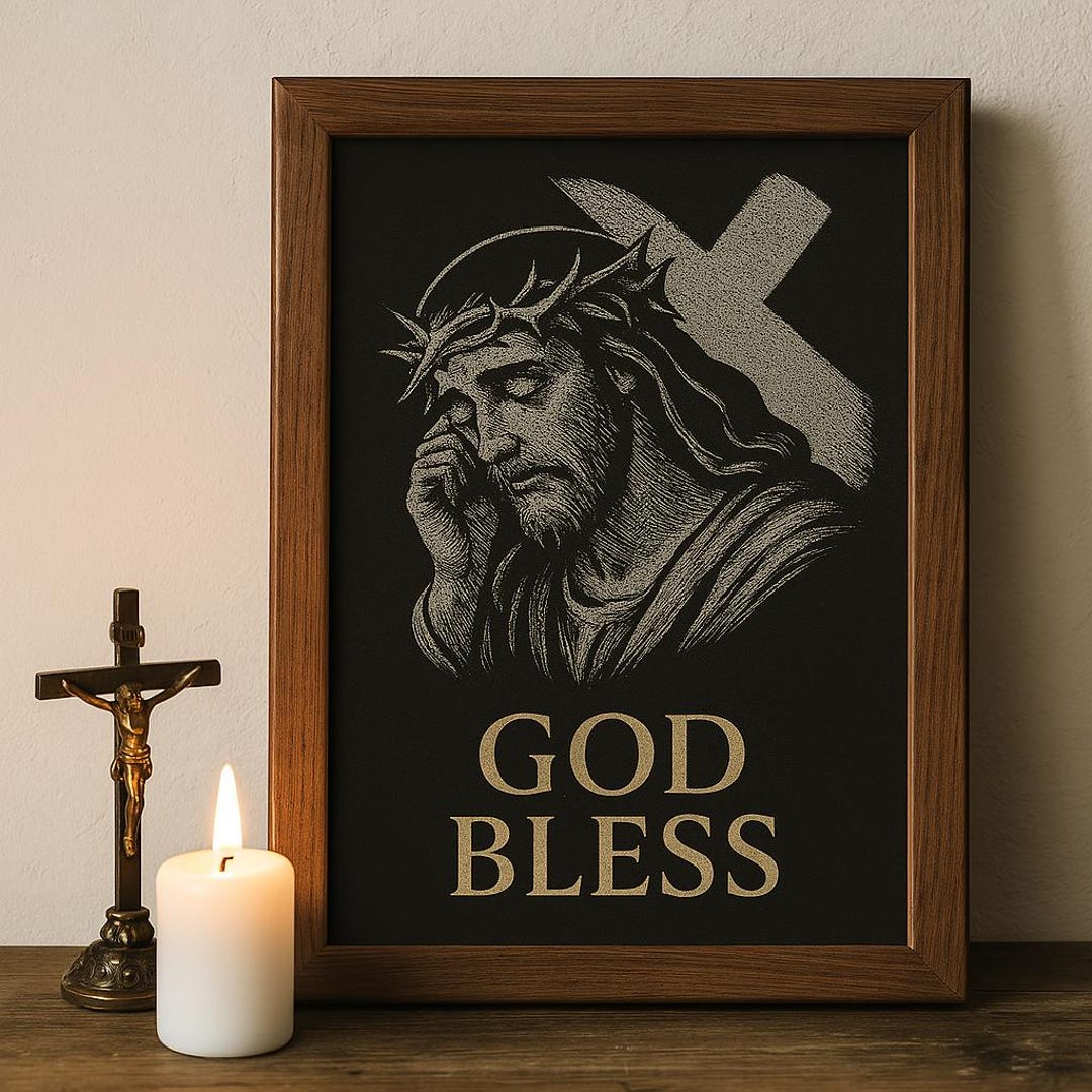 God Bless – Religious Digital Card – Jesus Christ Art – 4x6 5x7 A4 JPG ...