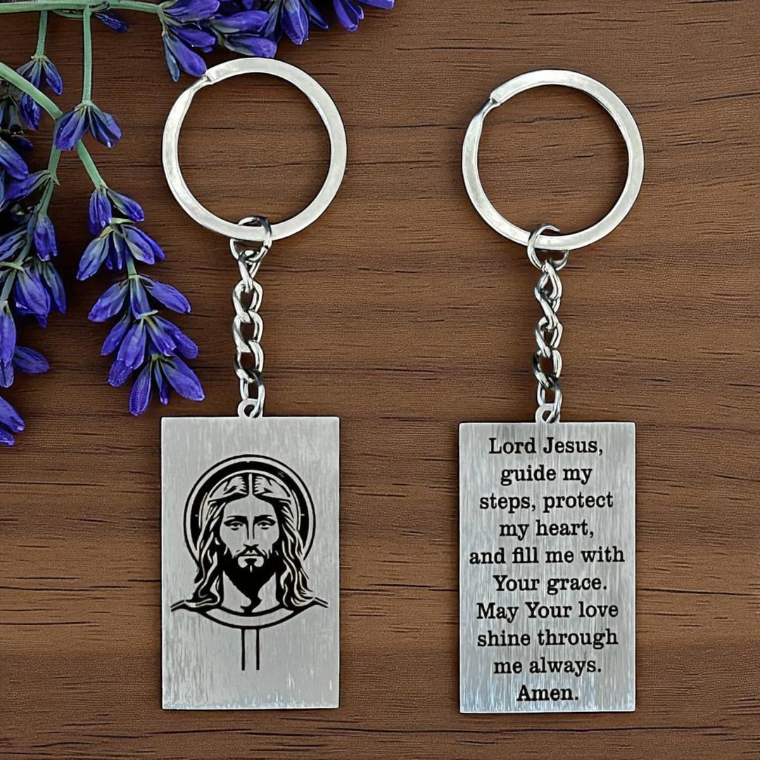 Jesus Christ Keychain – Laser Engraved Double-sided Stainless Steel ...