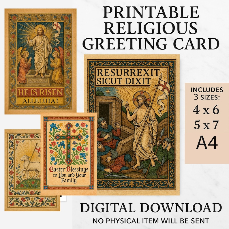 Sacred Easter Blessings: Set of 4 Printable Catholic Cards & Agnus Dei ...