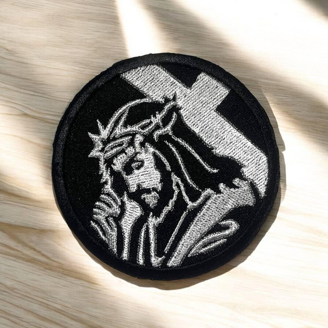 Jesus Carrying Cross Patch – Christian Iron-on Embroidered Badge ...