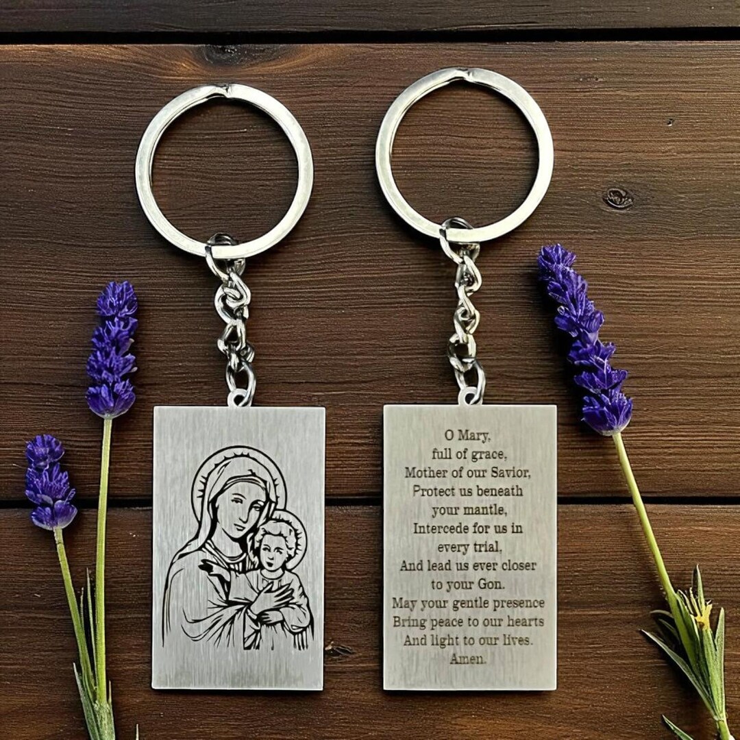 Virgin Mary Keychain – Double-sided Stainless Steel – Catholic Gift ...