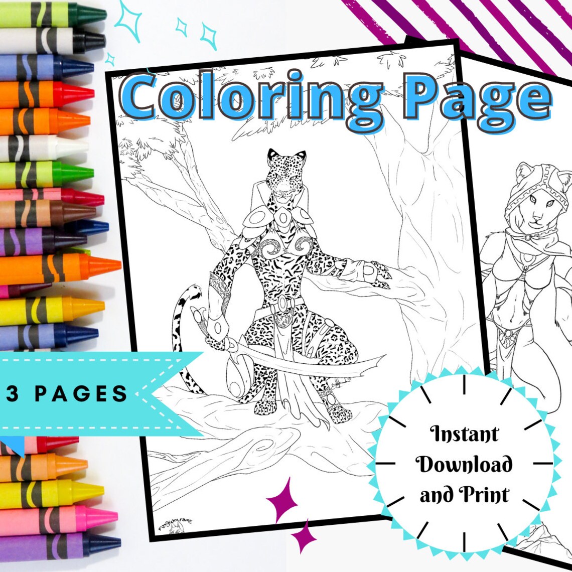 Anthro Big Cats, Coloring Pages Download, Anthropomorphic Character ...