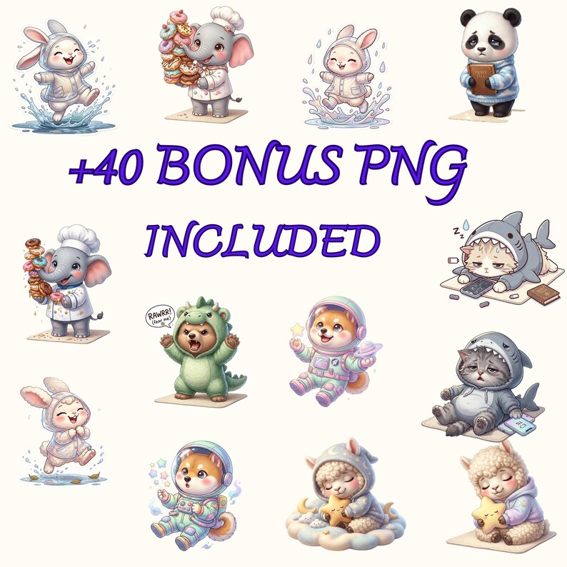 Baby Animal Clipart Bundle | Kawaii Farm Forest Animals, Pastel Nursery ...