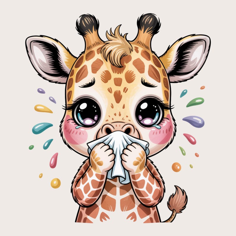 Baby Giraffe PNG Clipart Bundle, Kawaii Animal Sublimation Design ...