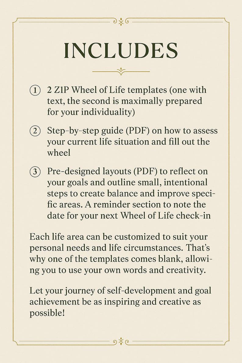 Wheel of Life Printable | Self-assessment Tool | Life Balance Worksheet ...