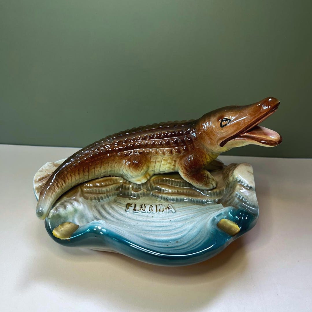 Vintage Florida Alligator Ashtray | Souvenir Collectible | Mid Century ...