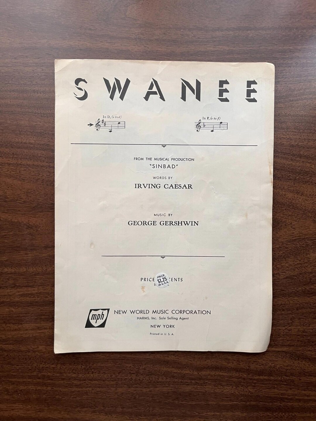 1919 SWANEE Sheet Music: George Gershwin's First Hit - Etsy