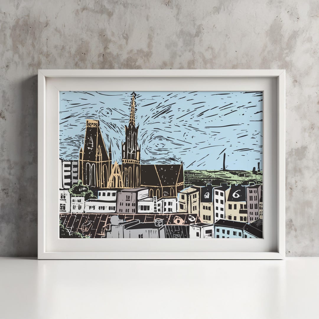 Ołbin – Printable Poster | Wrocław Cityscape | Colorful Tenement Houses ...