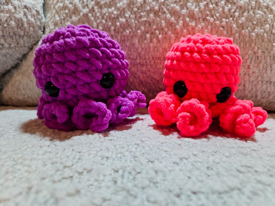 Crochet Mini Octopus Stuffie, Purple/coral Plush Toy - Etsy