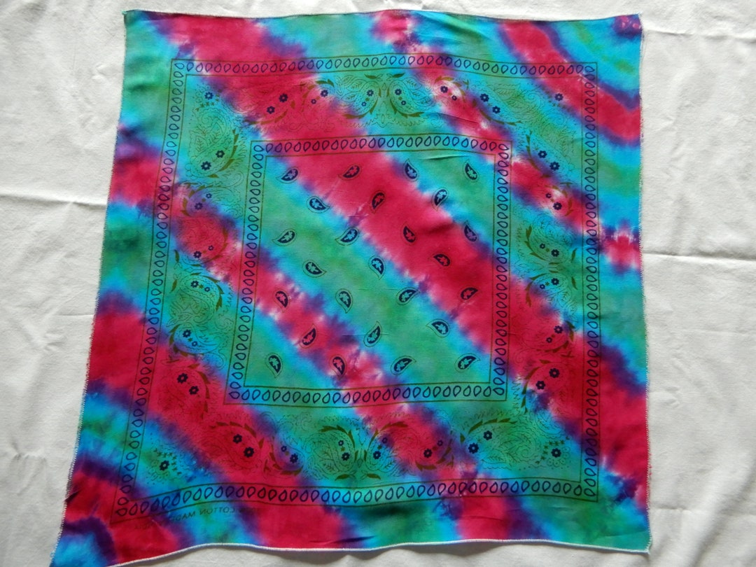 22 Fushia, Turquesa, Verde Lazo Diagonal Teñido Paisley Bandana, BD-57 ...