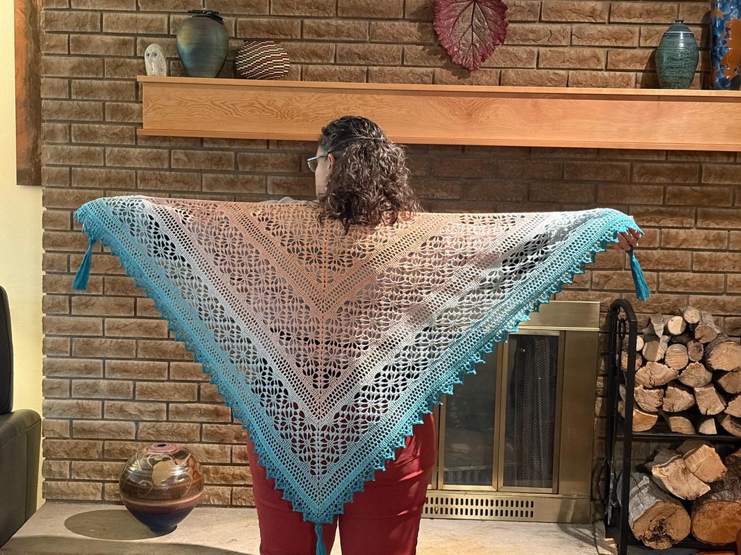 Rainforest Retreat Triangle Shawl - Corals/greens - Etsy