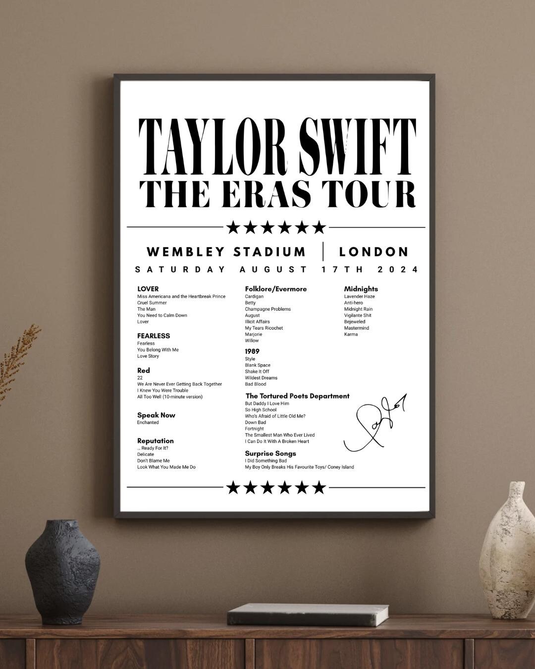 Customizable Taylor Swift Eras Tour Setlist Print - Personalized ...