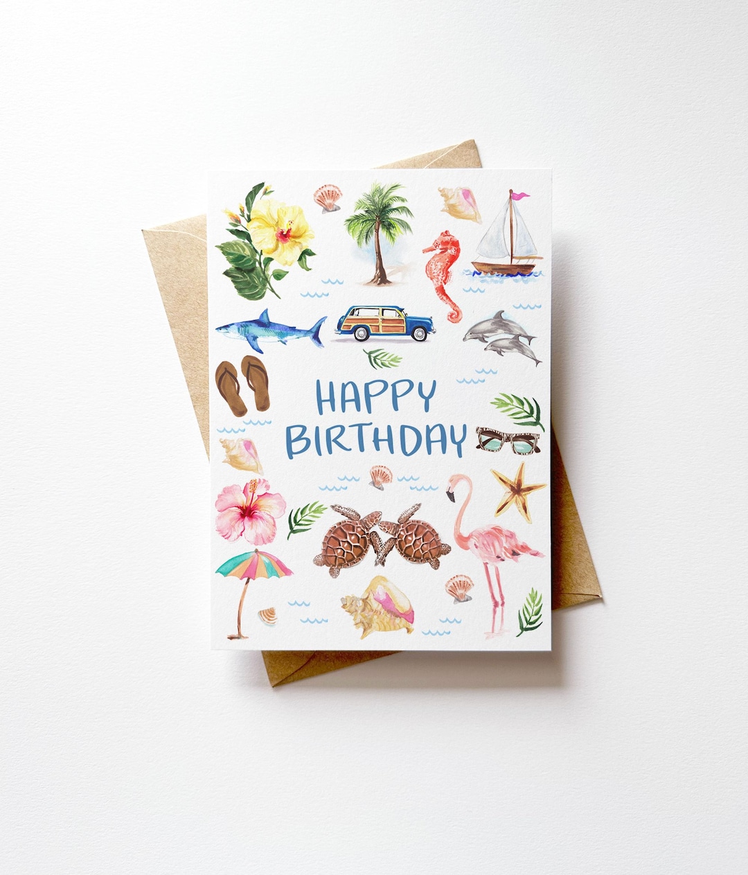 Beach Birthday Card | Cute Birthday Card | Beach Lover Birthday Card ...