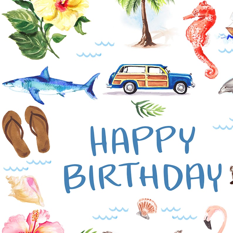 Beach Birthday Card | Cute Birthday Card | Beach Lover Birthday Card ...