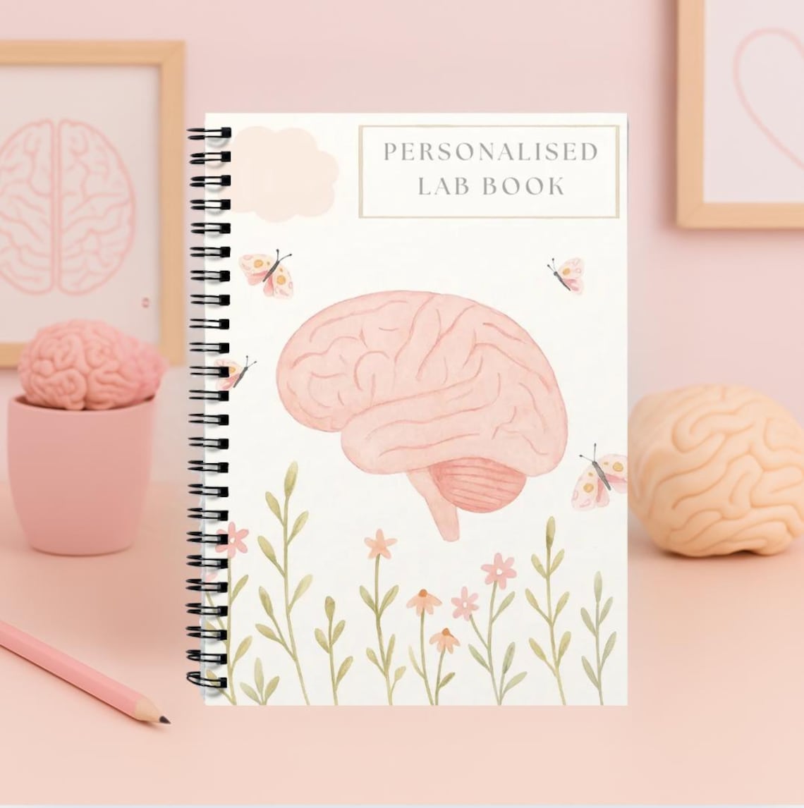 Personalized Psychology Notebook | Pastel Brain Floral Design - Etsy