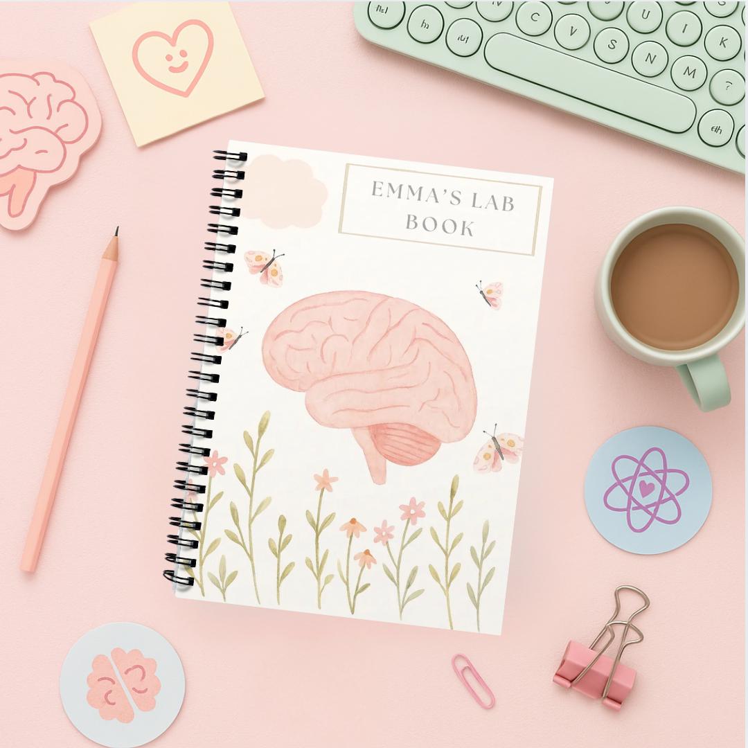 Personalized Psychology Notebook | Pastel Brain Floral Design - Etsy