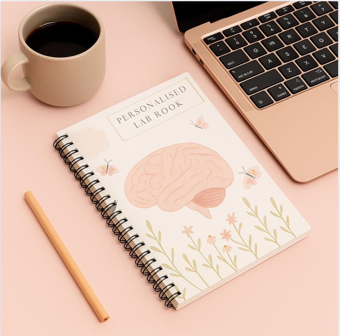 Personalized Psychology Notebook | Pastel Brain Floral Design - Etsy