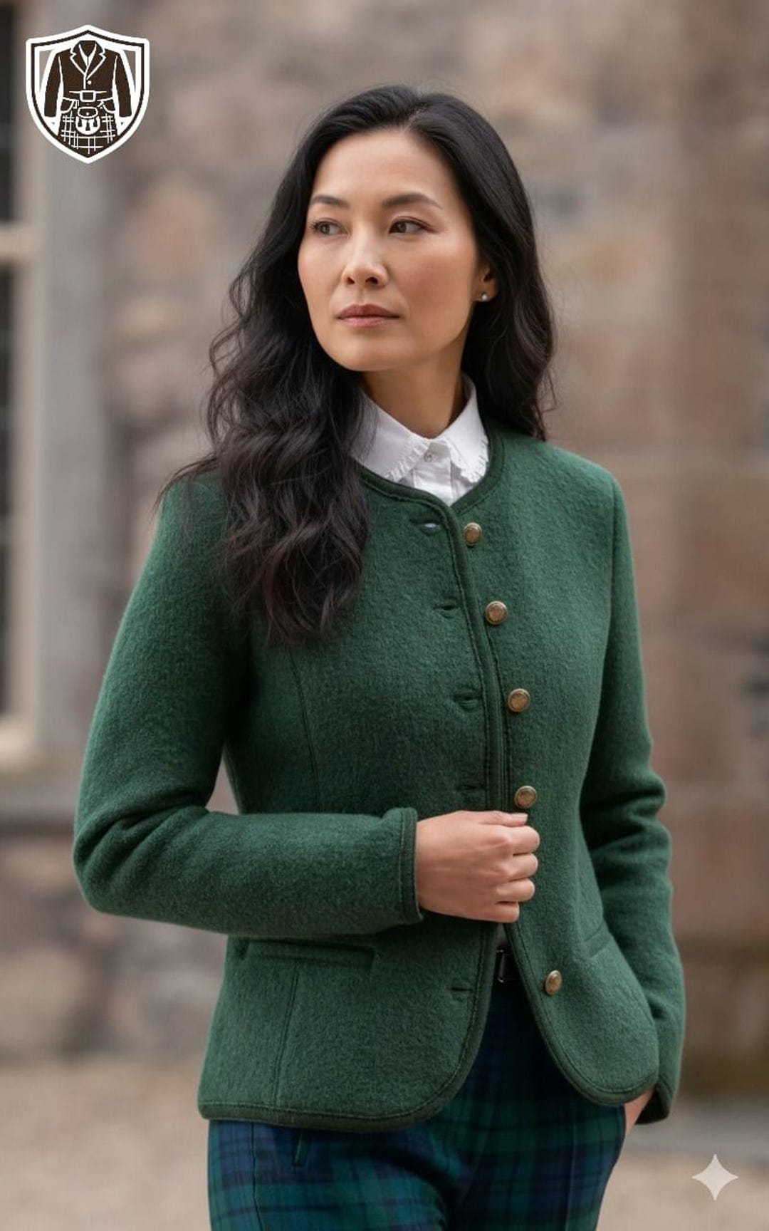 Ladies Wool Jacket | Crew Neck Wool Coat for Women | Elegant Scottish ...