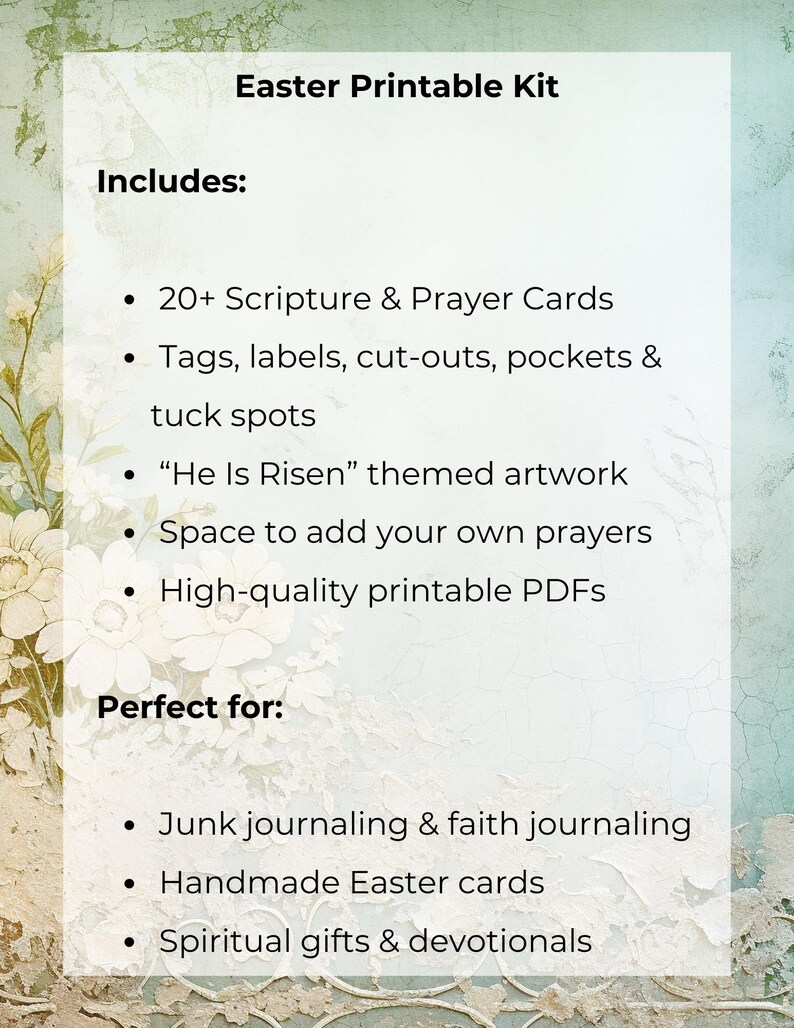 Printable Easter Junk Journal Kit, Scripture Cards, Christian Ephemera ...