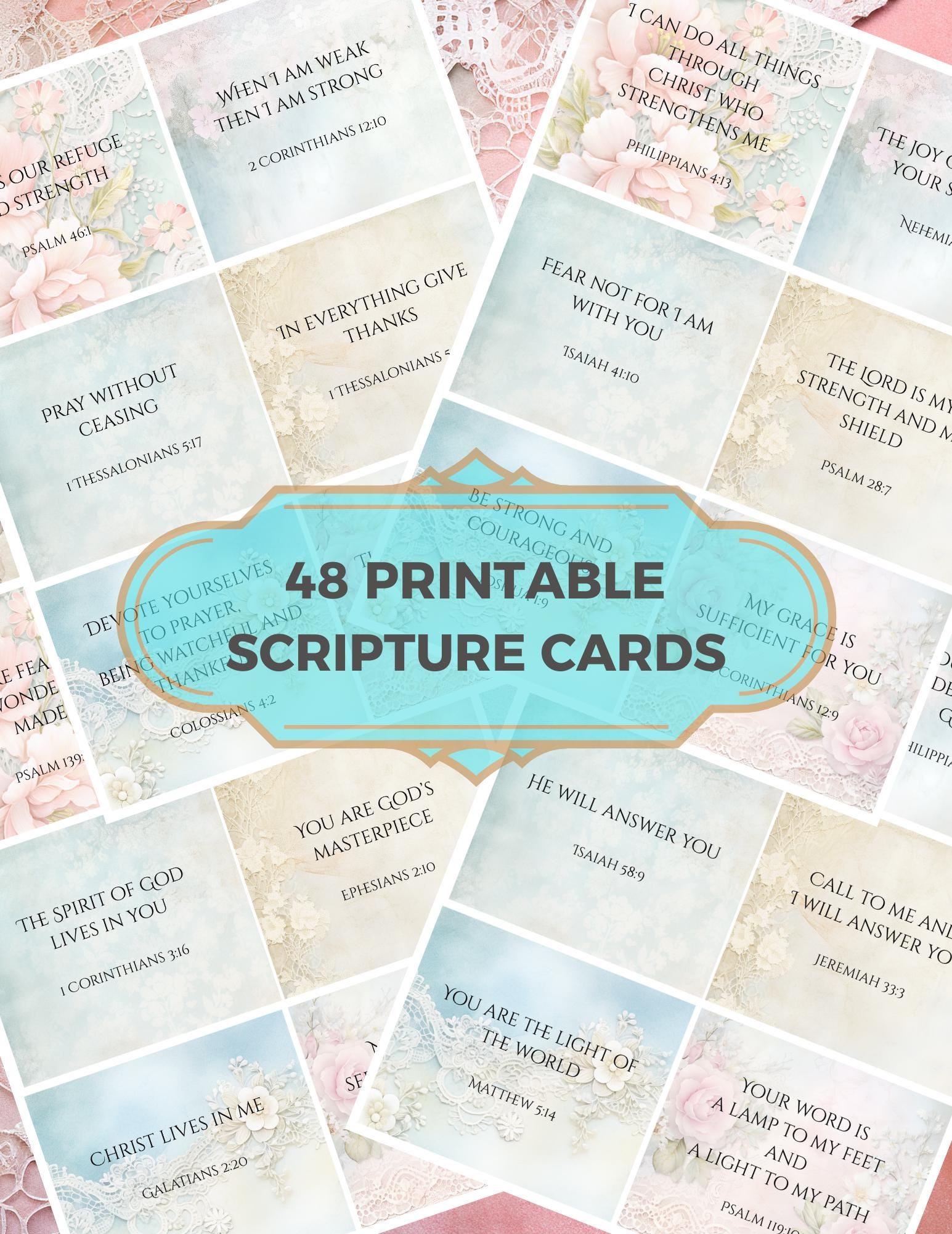 Printable Scripture Cards | 48 Prayer Cards for Junk Journals ...