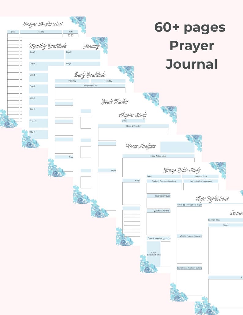 Christian Prayer Journal Bundle – Bible Study, Gratitude (PDF ...
