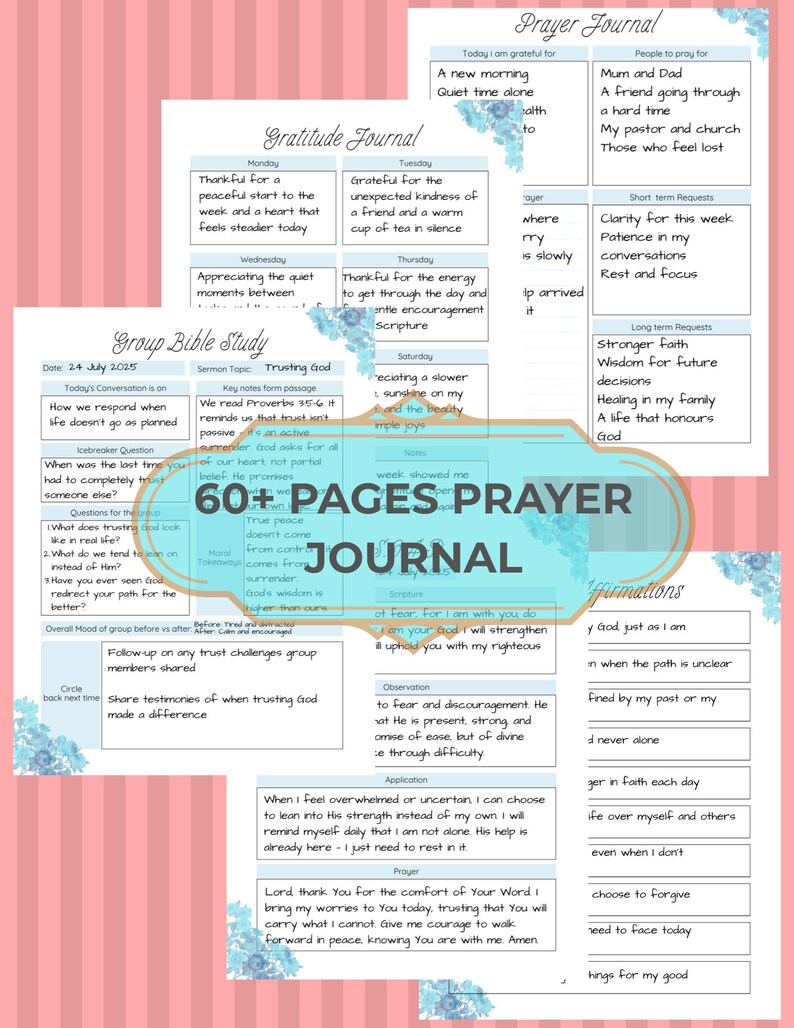 The Most Inspiring Prayer Journal, Printable Bible Study Journal, 60 ...