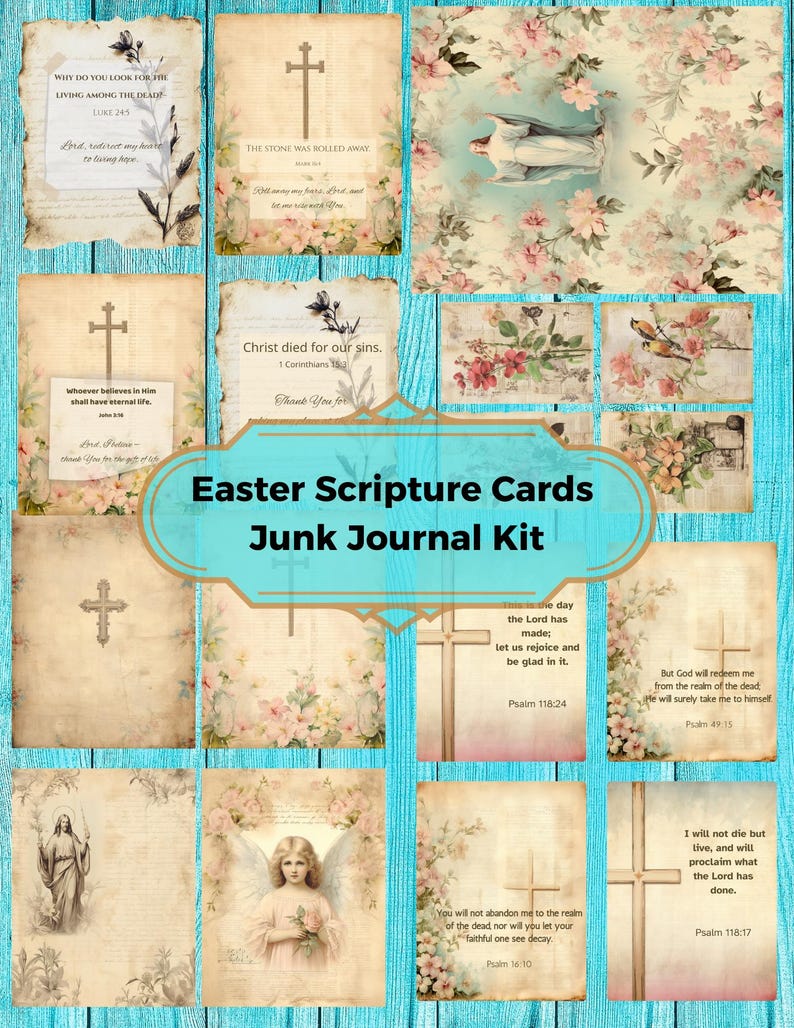 Printable Easter Junk Journal Kit, Scripture Cards, Christian Ephemera ...