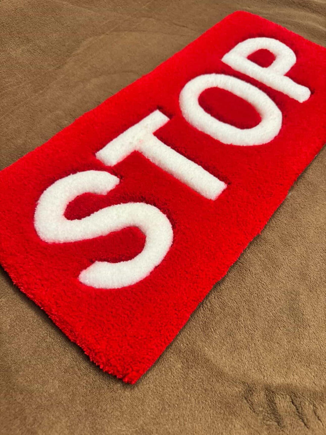 Red STOP Sign Rug | Small Graphic Tufted Carpet | Modern Statement ...