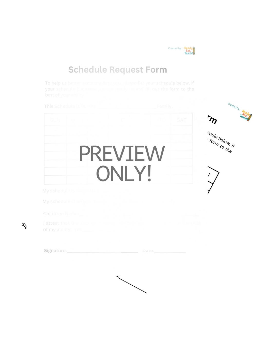 Ready, Set, Teach! Schedule Request Form | Printable & Editable - Etsy