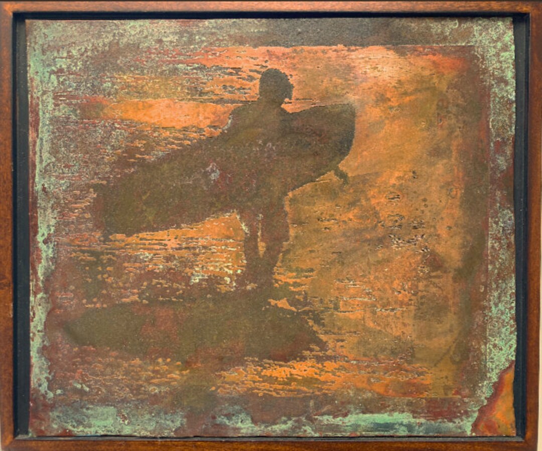 Original Copper Drawing of Surfer "copper Sonlight" - Etsy