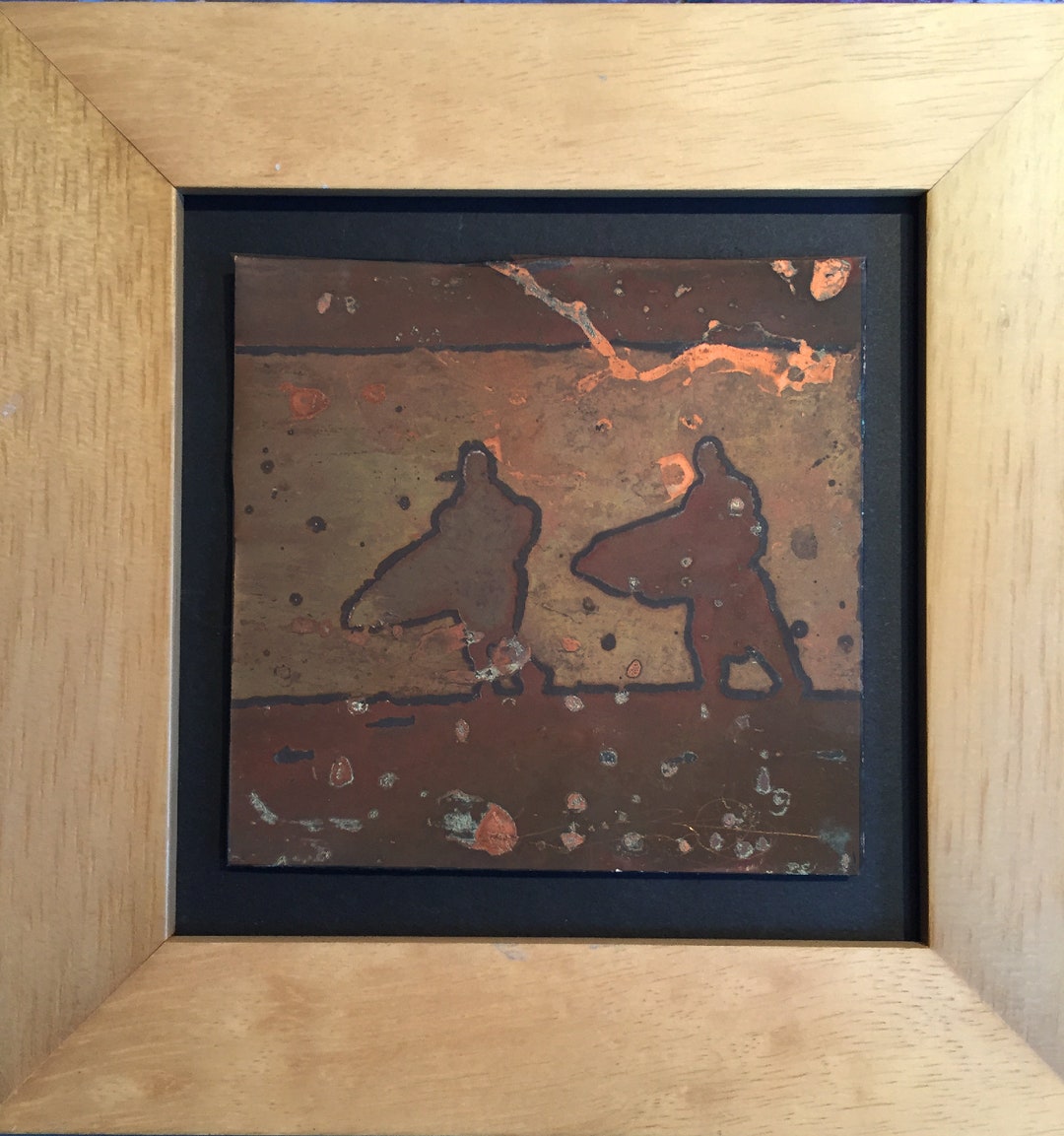 Original Copper Drawing of Surfers "copper Conversation" - Etsy