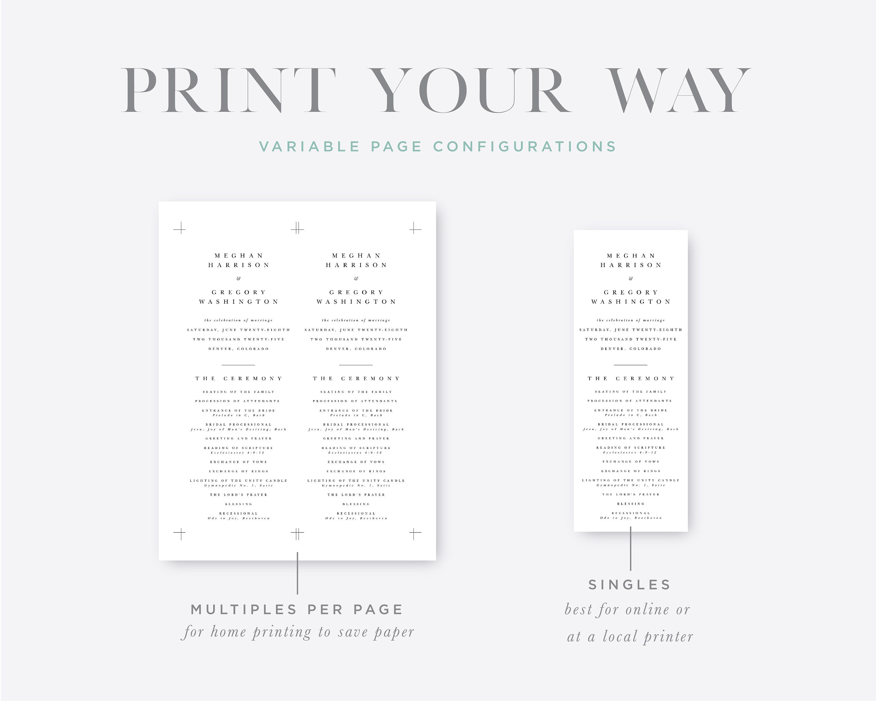 Simple Wedding Program Template Minimalist Wedding Program | Etsy