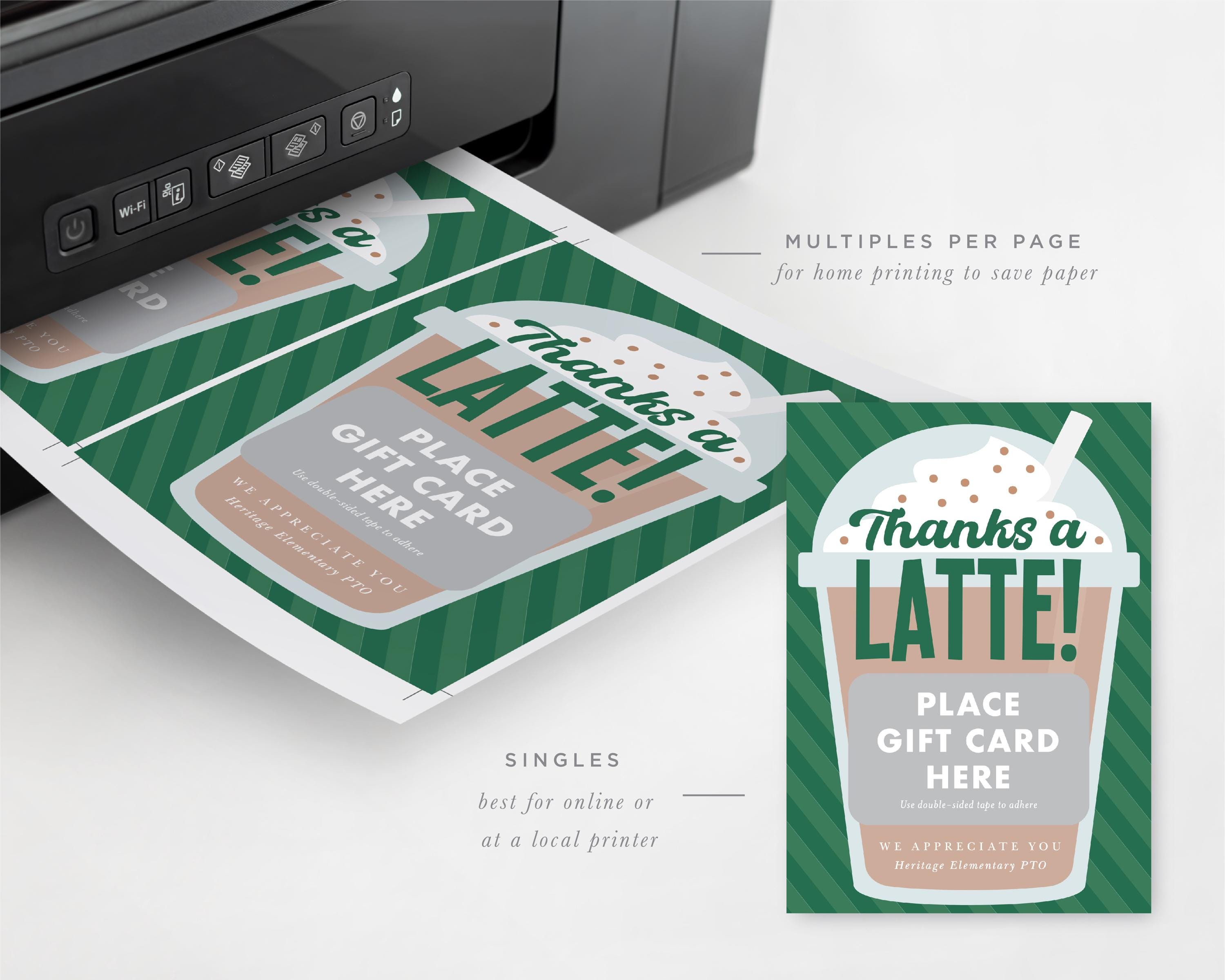 Thanks a Latte Coffee Gift Card Holder: Teacher Appreciation (corjl ...