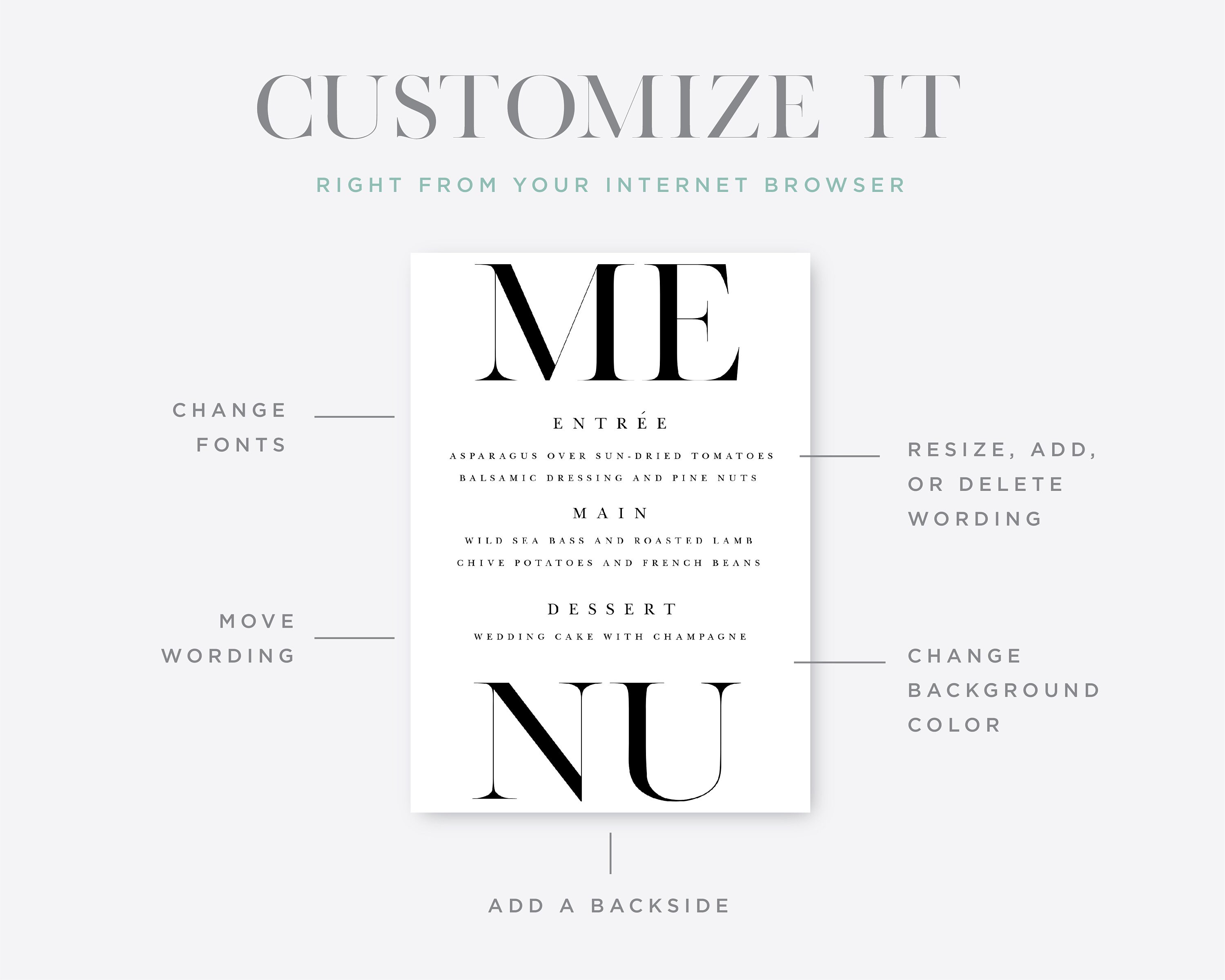 Wedding Menu Template Classic Black and White Wedding Menu | Etsy