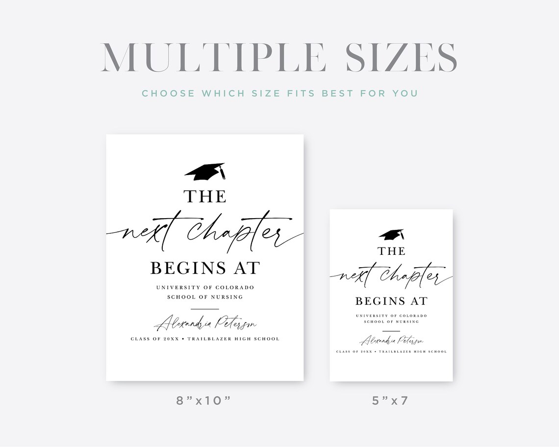 Graduation Next Chapter Sign Template: Editable Printable (digital ...