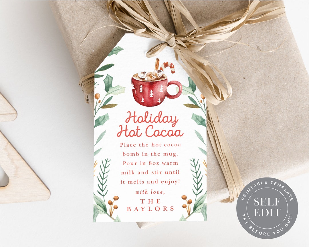 Hot Chocolate Bomb Gift Tag Template, Hot Cocoa Christmas Present ...