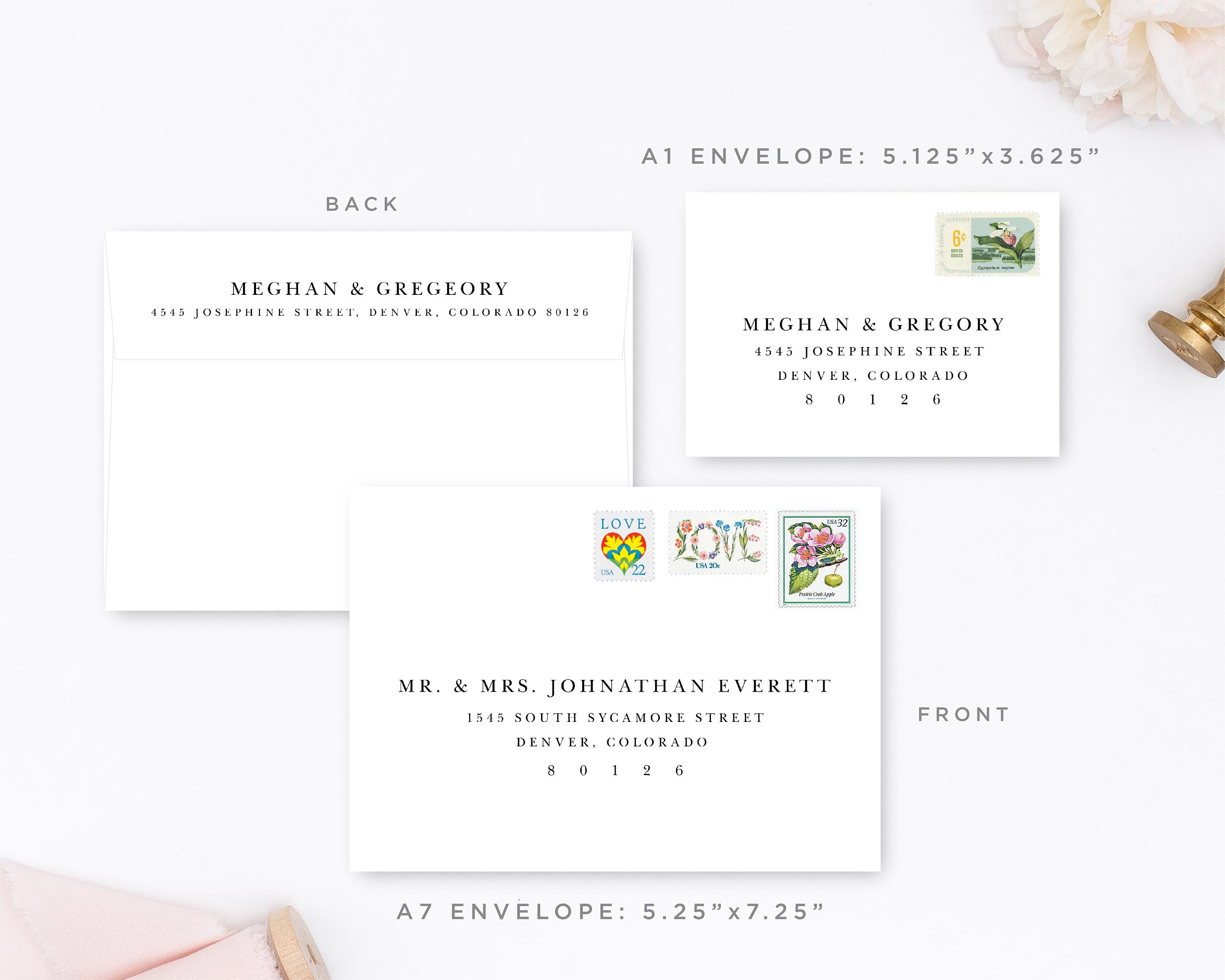 Minimalist Wedding Envelope Guest Address Template Simple | Etsy