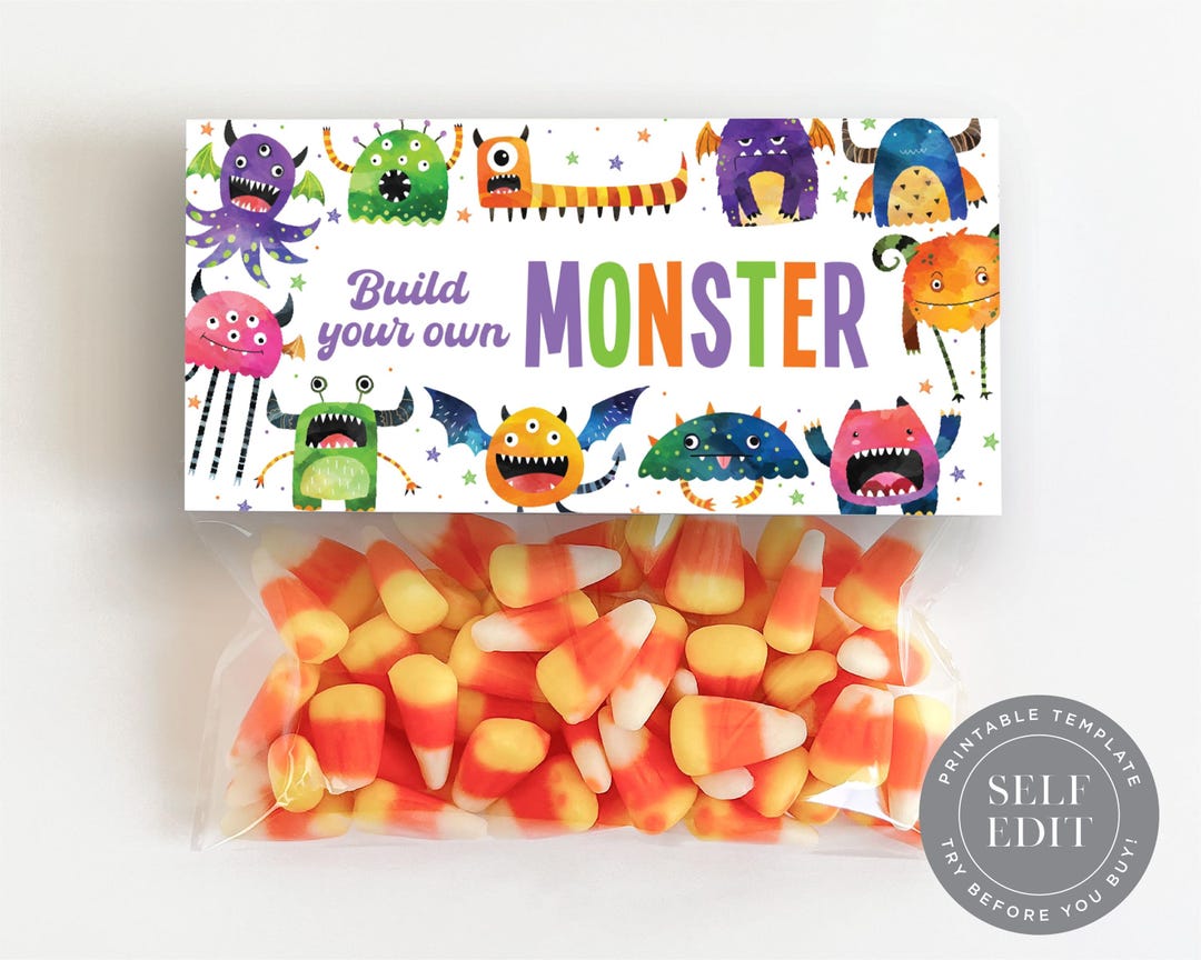 Build Your Own Monster Bag Topper Printable, Make Your Own Monster ...