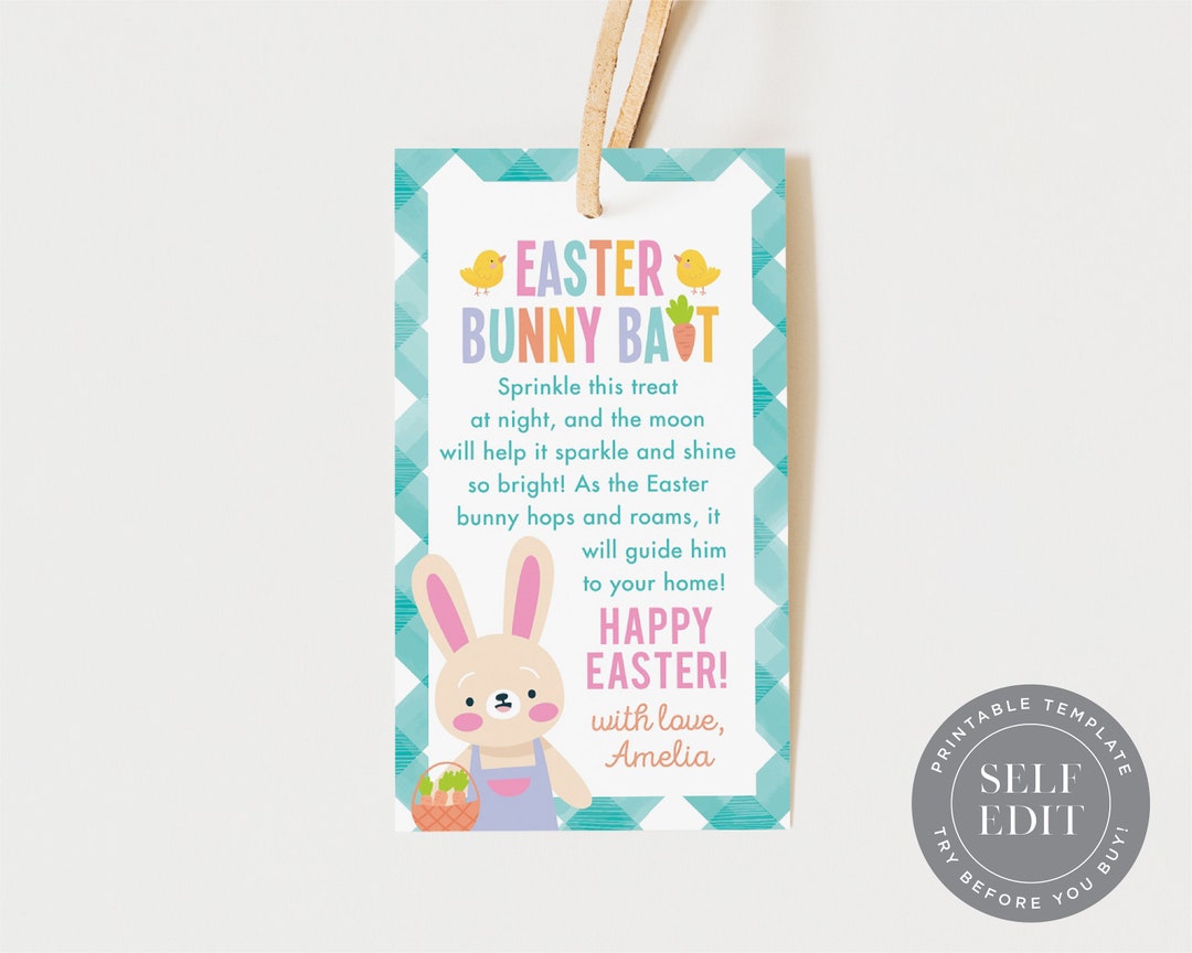 Easter Bunny Bait Tag Template, Easter Bunny Bait Classroom Treat Tag ...