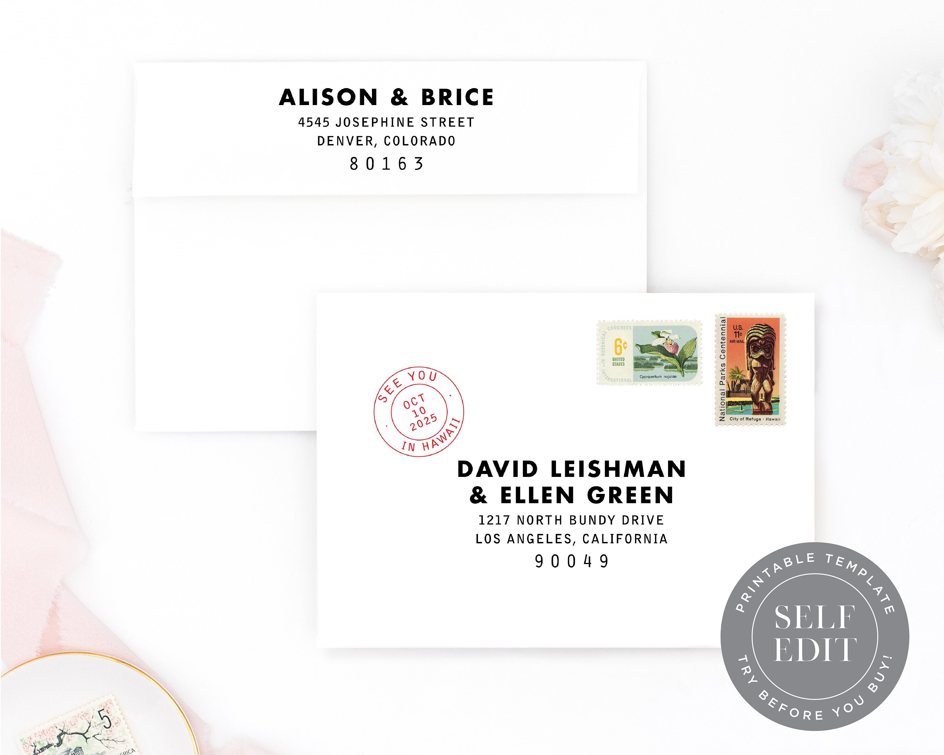 Luggage Tag Save the Date Envelope Template Printable Wedding | Etsy