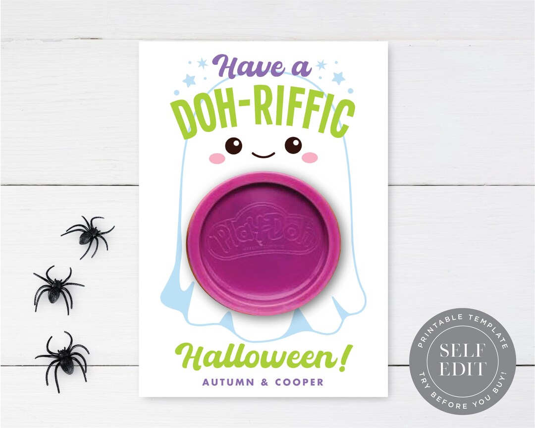 Halloween Ghost Play Dough Holder Printable, Have Doh-riffic Halloween ...