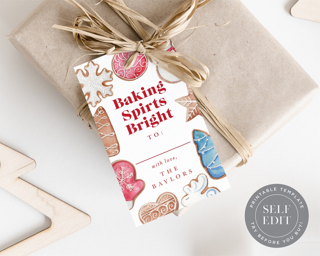 Christmas Cookies Gift Tag Template, Holiday Cookies Present Tag ...