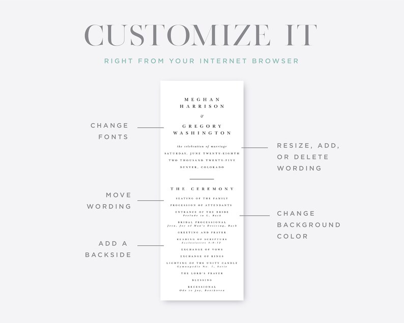 Simple Wedding Program Template Minimalist Wedding Program | Etsy