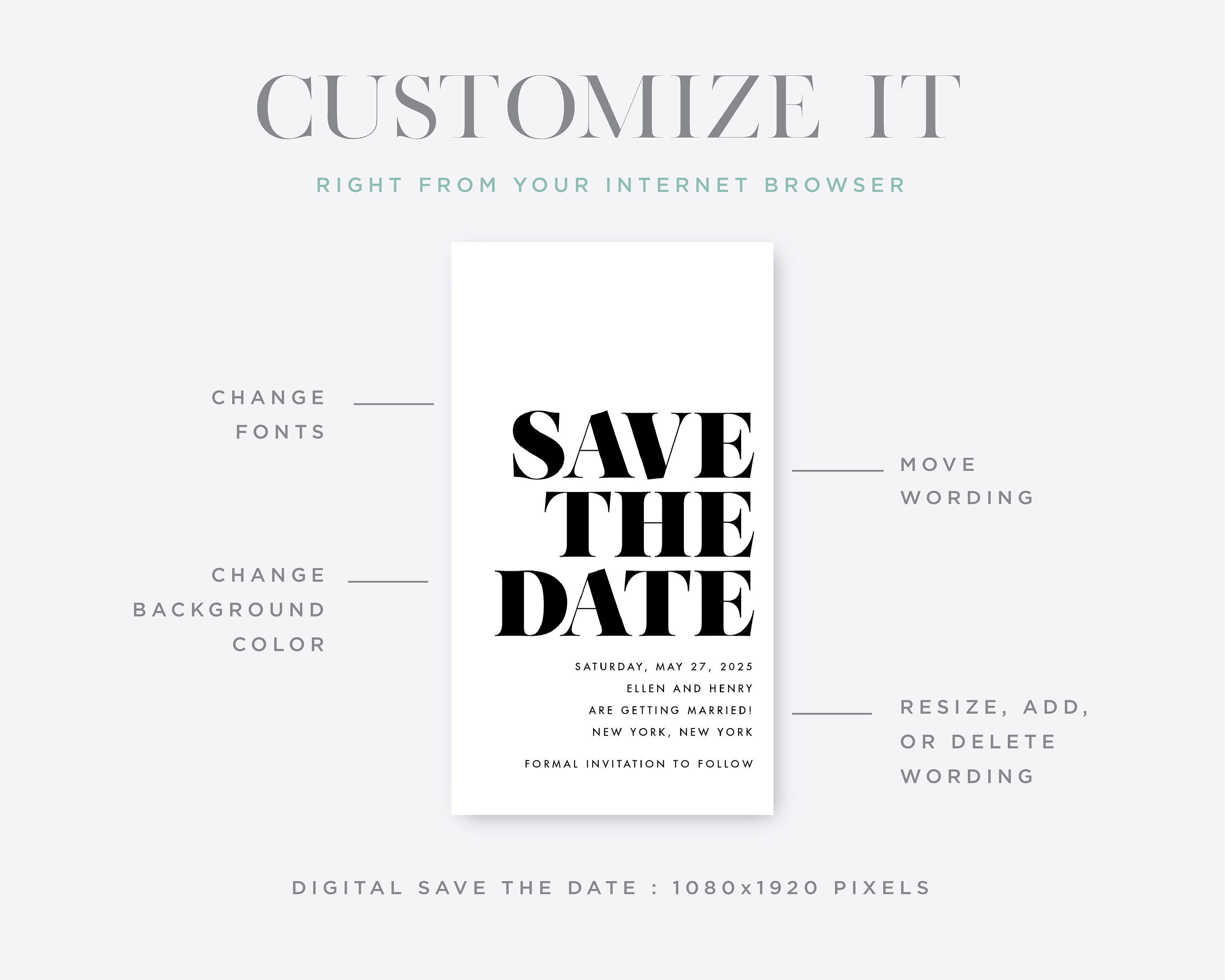 Modern Digital Save the Date Electronic Save the Date or | Etsy